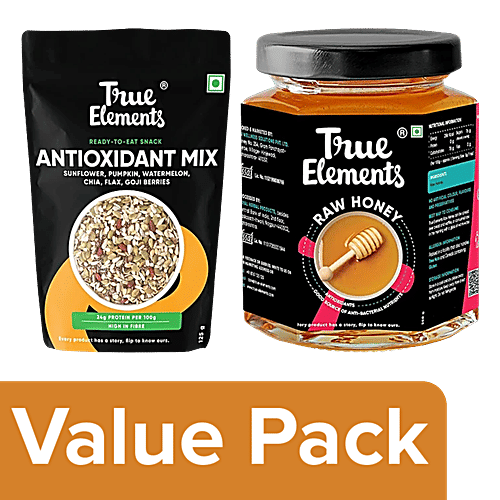 Buy True Elements Antioxidant Seed Trail Mix, 125 g + Raw Honey, 350 g ...