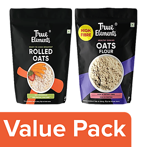 Buy True Elements Rolled Oats + Oats Flour, Each 1 kg Online at Best ...