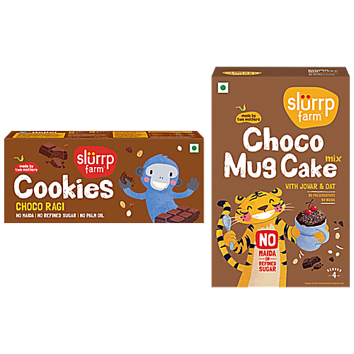 Buy Slurrp Farm Choco Mug Cake Mix With Jowar & Oat 280 g + Choco Ragi ...