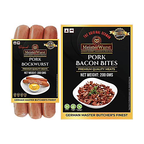 Buy MeisterWurst Pork Bockwurst Sausage & Pork Bacon Bites, Each 200 g ...