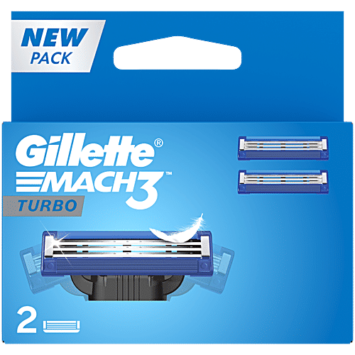 Buy Gillette Mach 3 Turbo Manual Shaving Razor Blades Cartridge 2 Pcs ...