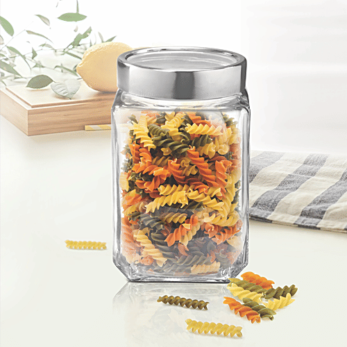 Buy Treo Storage Jar with Lid - Transparent, Glass, Plain, Cube Online ...
