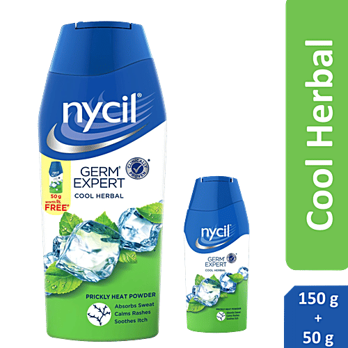 Buy Nycil Prickly Heat Powder Cool Herbal With Neem Pudina 150 Gm ...