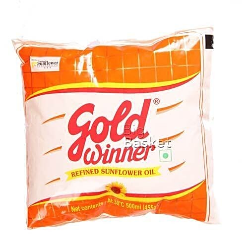 Buy Gold Winner Refined Oil Sunflower 500 Ml Pouch Online at the Best ...