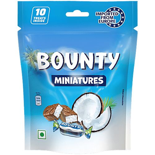 Buy Bounty Miniatures Coconut Filled Chocolates 170 Gm Pouch Online At ...