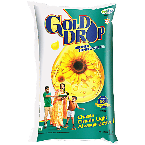 Buy Gold Drop Refined Oil Sunflower 1 Ltr Pouch Online at the Best ...