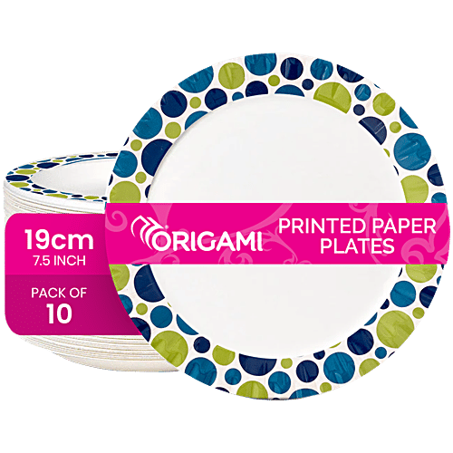 Buy Origami Printed Paper Party Plates 19 Cm 10 Pcs Online At Best ...