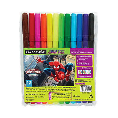 Buy Classmate Sketch Pens Assorted Colour 12 Pcs Online at the Best ...