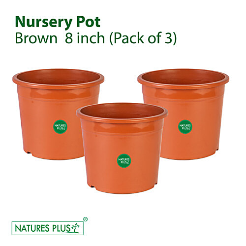 Buy Kr Nursery Pot Brown Pack Of 3 Open Dia 195 Cm Bottom Dia 168 Cm ...