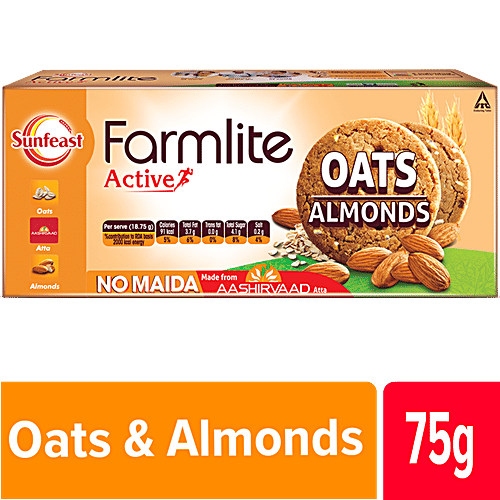 Buy Sunfeast Farmlite Oats Almonds 75 Gm Pouch Online at the Best Price ...
