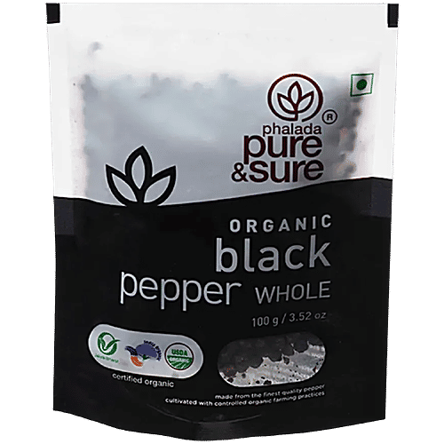 Buy Phalada Pure Sure Organic Black Pepper Whole 100 Gm Pouch Online At ...