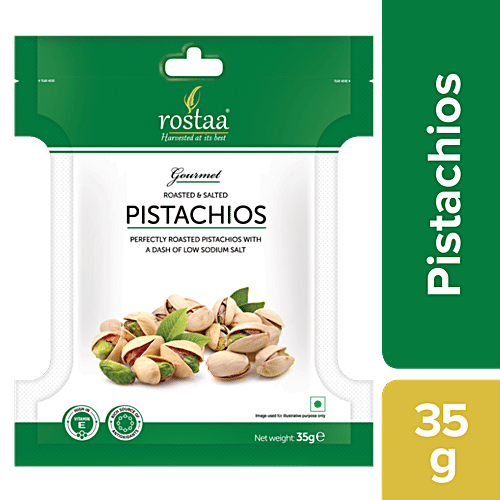 Buy Rostaa Pistachio Roasted Salted 35 Gm Pouch Online at the Best ...