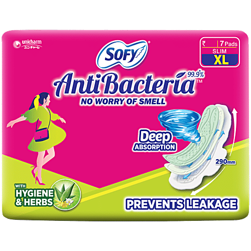 Buy Sofy Sanitary Pads Body Fit Antibacteria Xlarge 7 Pcs Pouch Online ...