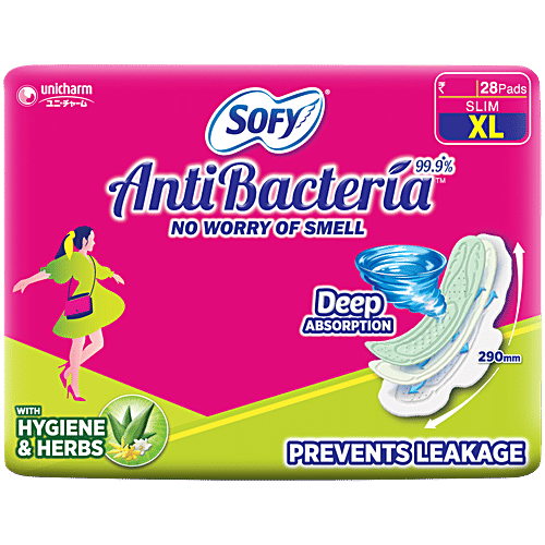 Buy Sofy Sanitary Pads Body Fit Antibacteria Xlarge 30 Pcs Pouch Online ...