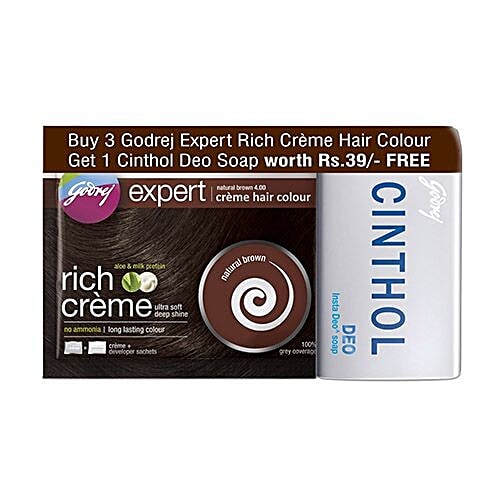 Buy Godrej Expert Rich Creme Natural Brown Hair Colour And Cinthol Deo ...