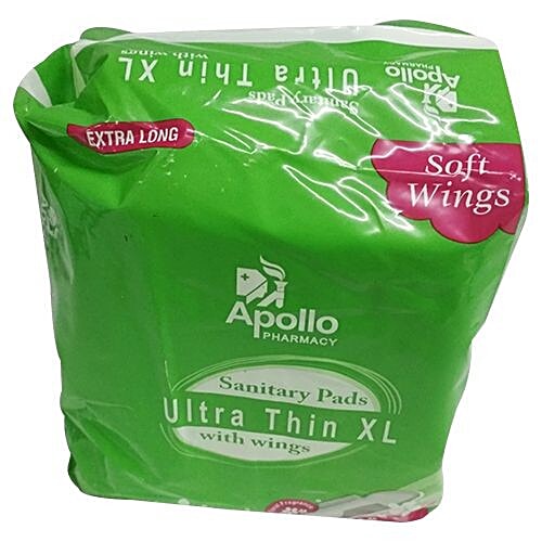Buy Apollo Pharmacy Sanitary Pads Ultra Thin Xl With Wings Aps0019 15 ...