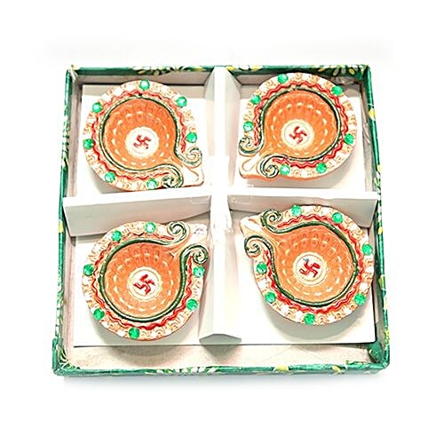 Buy Deepak Diyas Colour Assorted Designs Assorted Colour 4 Pcs Online ...