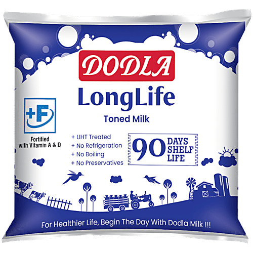 Buy Dodla Toned Milk Uht Treated LongLife 500 Ml Pouch Online at the ...