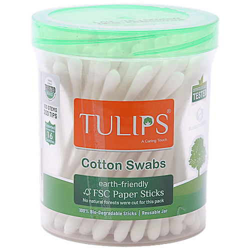 Buy Tulips Cotton Swabs In Round 100 Pcs Online At Best Price of Rs 45 ...