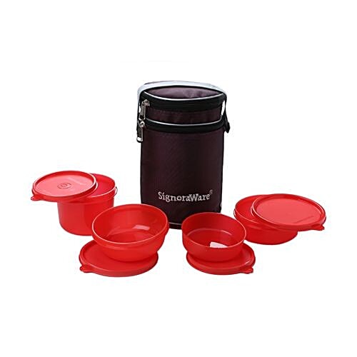 Buy Signoraware Perfect Lunch Box With Bag - Red 534 Online at Best ...