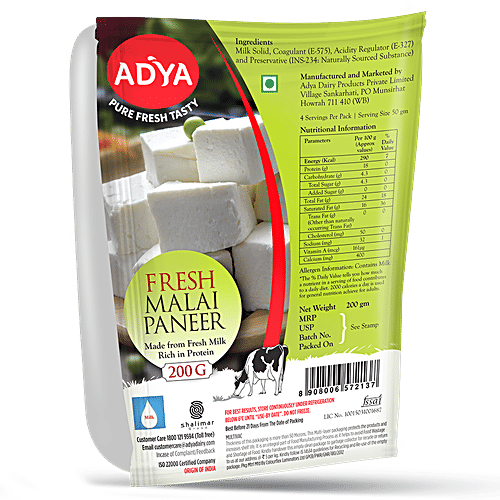 Buy Adya Fresh Malai Paneer Online at Best Price of Rs 87 - bigbasket