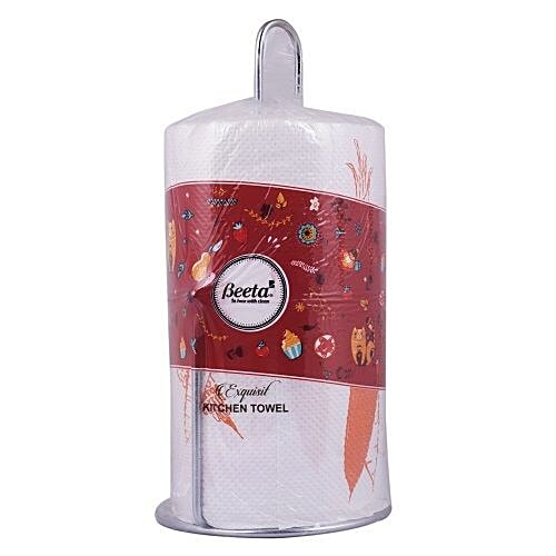 Buy Beeta Kitchen Towel Paper Tissue Printed Roll With Free Stand 320 ...