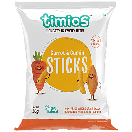 Buy Timios Snacks Sticks Carrot Cumin 2 Years 100 Natural Healthy 30 Gm ...