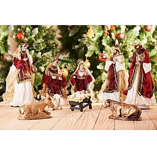 Buy Santa Stores Vintage Collection Life Like Nativity - Red & Gold ...