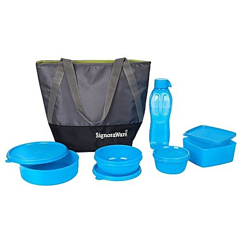 Buy Signoraware Lunch Box Set Plastic Sling Jumbo 6 Pcs Online At Best ...