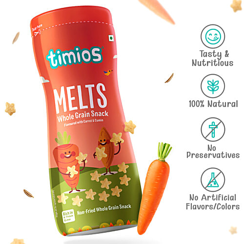 Buy Timios Snacks Melts Carrot Cumin 9 Months 100 Natural Healthy 50 Gm ...