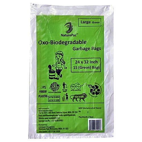 Buy NaturePac Garbage Bag - Large, Green, Biodegradable Online at Best ...