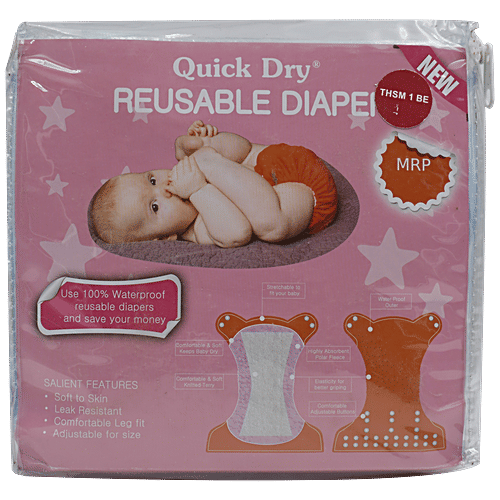Buy Quick Dry Reusable Diaper - 51 x 21 cms, Blue, Leak Resistant ...