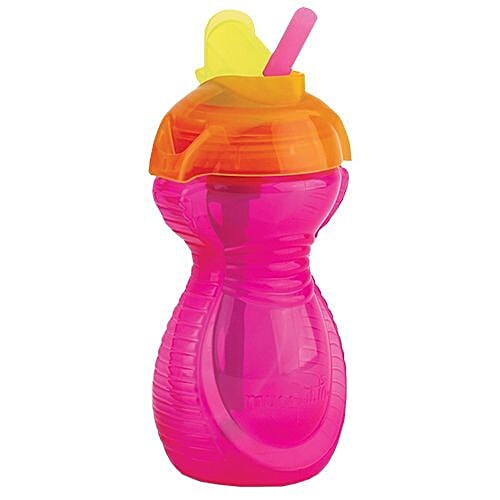 Buy Munchkin Mighty Grip Flip Straw Sipper Bottle - Pink, 12 m+ Online ...
