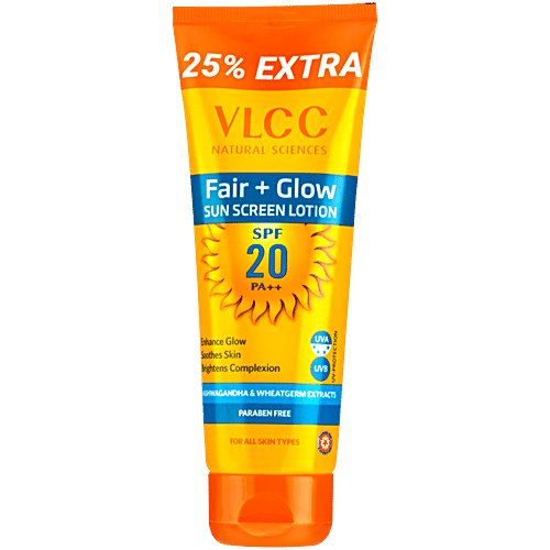 Buy VLCC Fair+ Glow Sunscreen Lotion SPF 20 PA ++ Online at Best Price ...