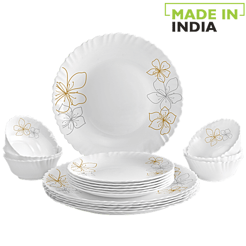 Buy Cello Dinner Set - Opalware, Monarch, Dazzle, White Online at Best ...