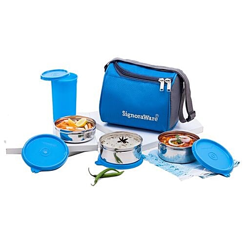 Buy Signoraware Lunch Box - Stainless Steel, Blue Online at Best Price ...