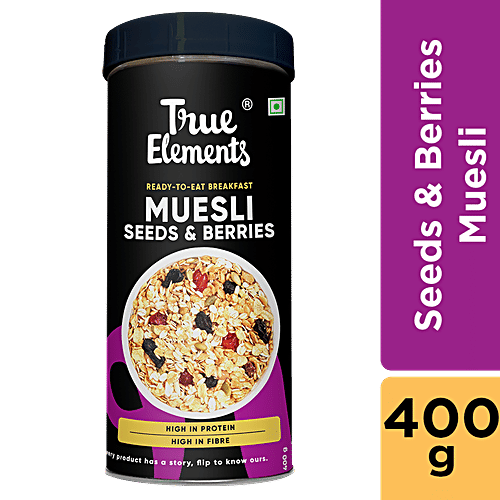 Buy True Elements Seeds & Berries Muesli - High Fibre & Protein, Ready ...