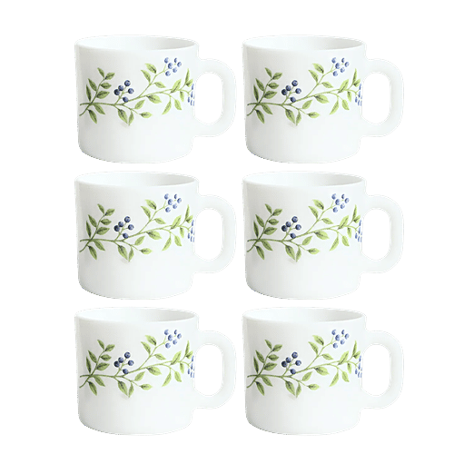 Buy LaOpala Tea/Chai Cup Set - Opalware, White, Lush Greens, Regular ...