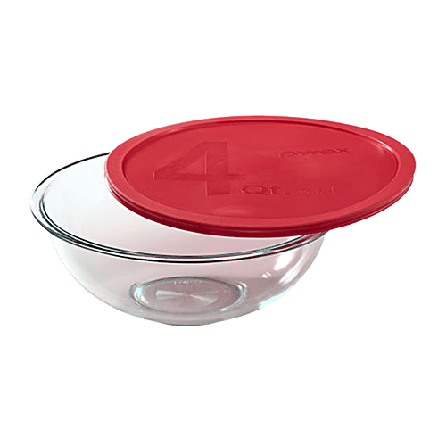 Buy Pyrex Borosilicate Glass Baking/Mixing Bowl With Red Lid Online at ...