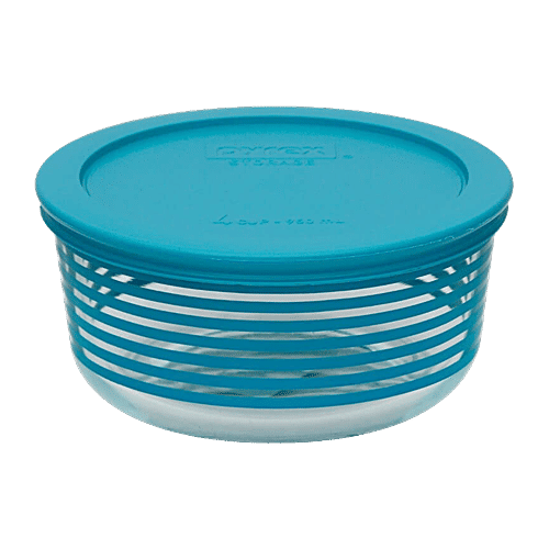 Buy Pyrex Borosilicate Glass Baking Round Storage - Stripes Print ...