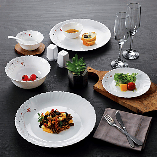 Buy Cello Dinner Set - Opalware, Lush Fiesta, Dazzle, White Online at ...