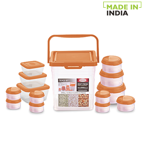 Buy Asian Keep Fresh Multipurpose Airtight Container with Orange Lid ...