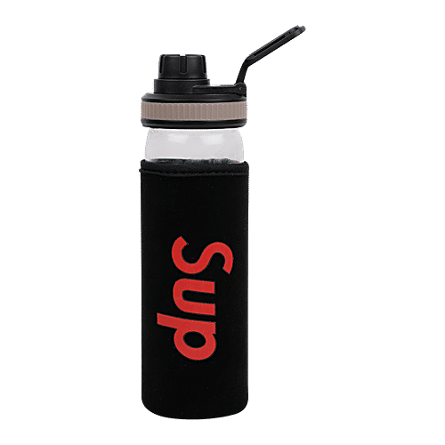Buy DP Glass Water Bottle With Removable Fabric Cover - Black, Bb1311 ...
