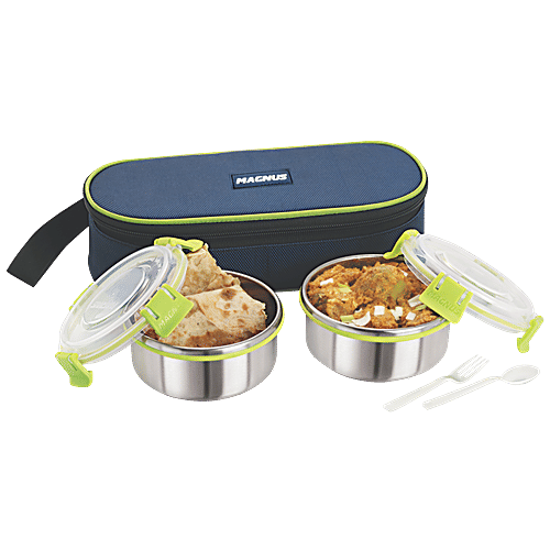 Buy Magnus Steel Lunch Box/Tiffin Set With Bag - Klip Lock Online at ...