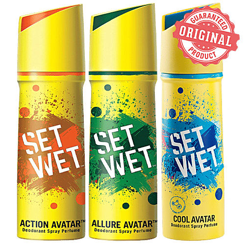 Buy Set Wet Cool, Action & Allure Avatar Deodorant Spray Perfume For ...