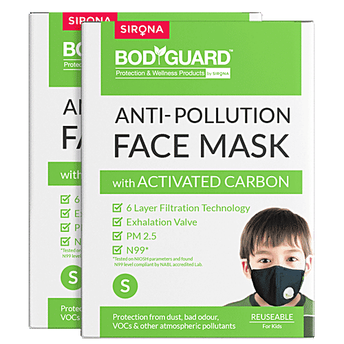 Buy Bodyguard Cotton Reuseable Mask (Black, With Valve, Pack of 2) for ...
