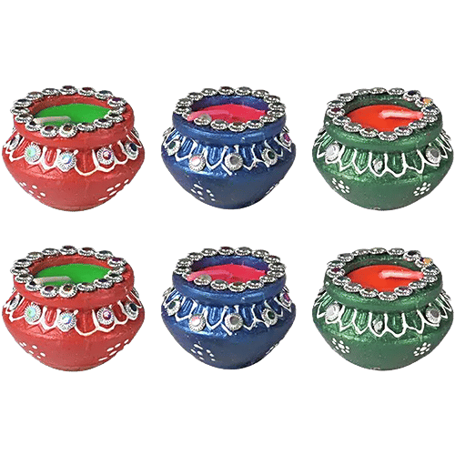 Buy DP Wax Diya - Designer Matki, Assorted Colour, ED132 Online at Best ...