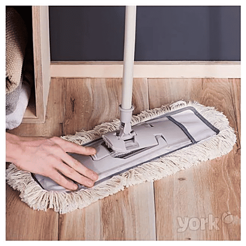 Buy YORK Eco Flat Mop - Steel & Cotton, With Rod, 2.5 ft, Grey Online ...