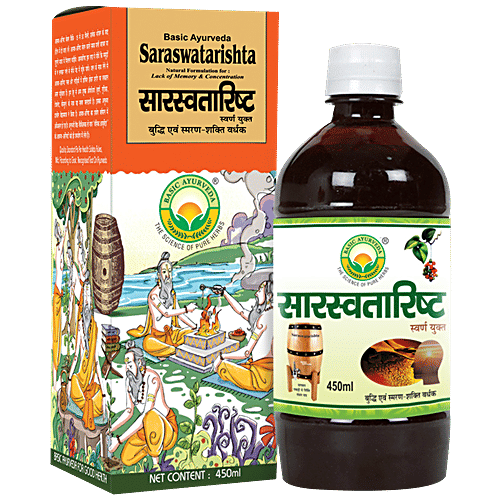 Buy Basic Ayurveda Saraswatarishta Syrup - Improve Concentration ...