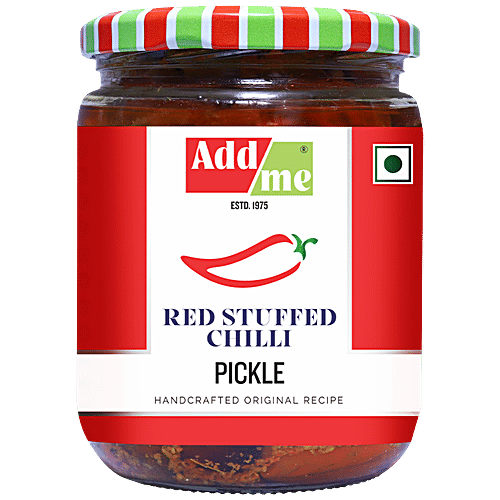 Buy Add me Red Stuffed Chilli Pickle In Mustard Oil Glass Jar Online at ...